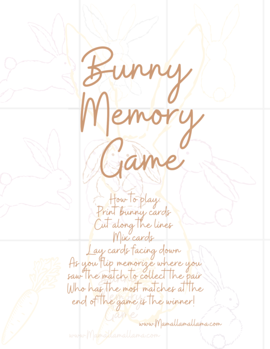Printable Bunny Memory Game - Mamallamallama on the weekly